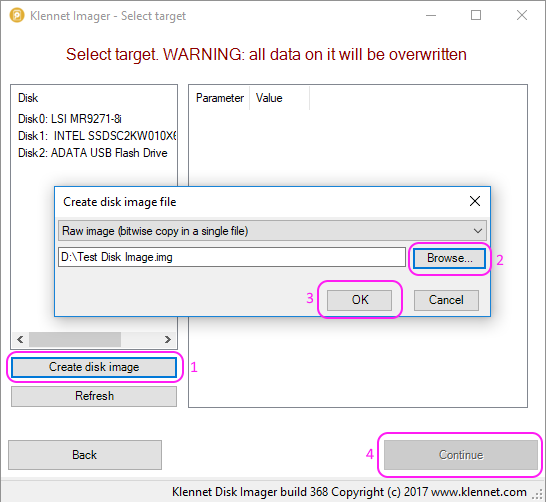 How to create disk image in file